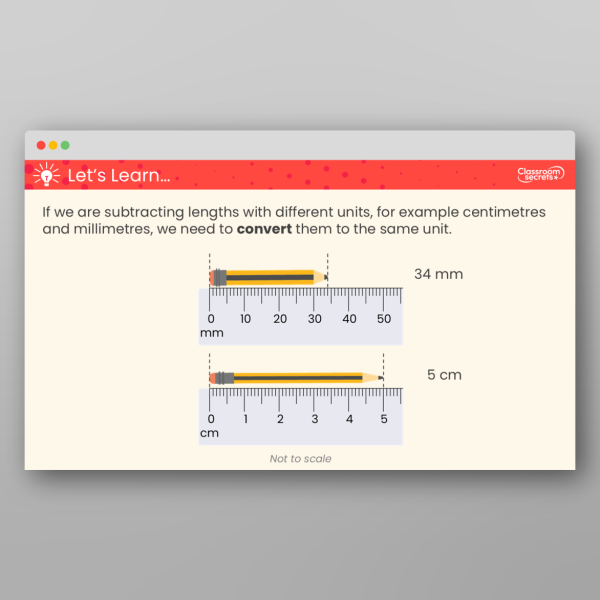 Classroom Secrets | Collection Page Year 3 Subtract Lengths