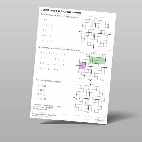 Classroom Secrets | Collection Page Year 6 Coordinates in Four Quadrants