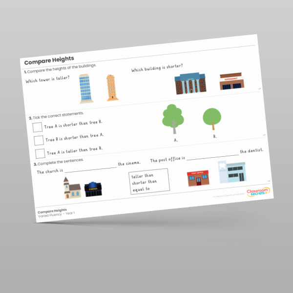 Classroom Secrets | Collection Page Year 1 Compare Heights