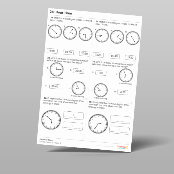 Classroom Secrets | Collection Page Year 3 24-Hour Time