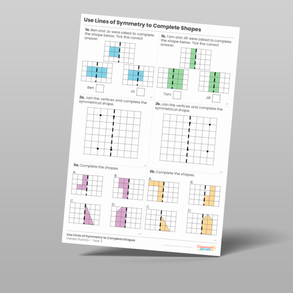 Classroom Secrets | Collection Page Year 2 Use Lines of Symmetry to ...