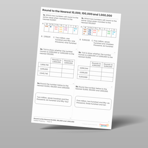 Classroom Secrets | Collection Page Year 6 Round to the Nearest 10,000 ...