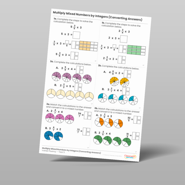 Classroom Secrets | Collection Page Year 5 Multiply Mixed Numbers by ...