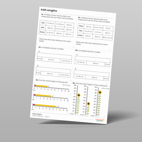 Classroom Secrets | Collection Page Year 3 Add Lengths