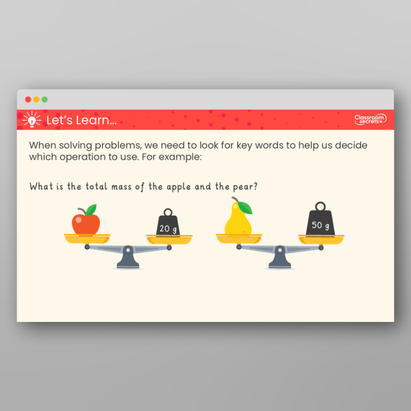Classroom Secrets | Collection Page Year 2 Four Operations With Mass