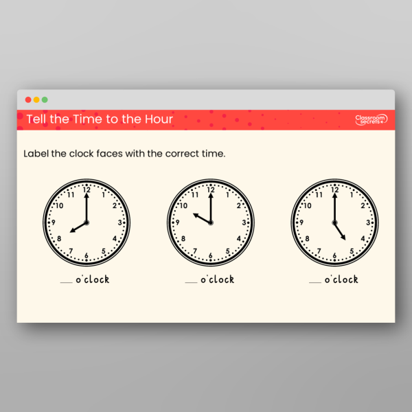 Classroom Secrets | Collection Page Year 1 Tell the Time to the Hour