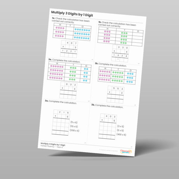 Classroom Secrets | Collection Page Year 4 Multiply 3 Digits by 1 Digit