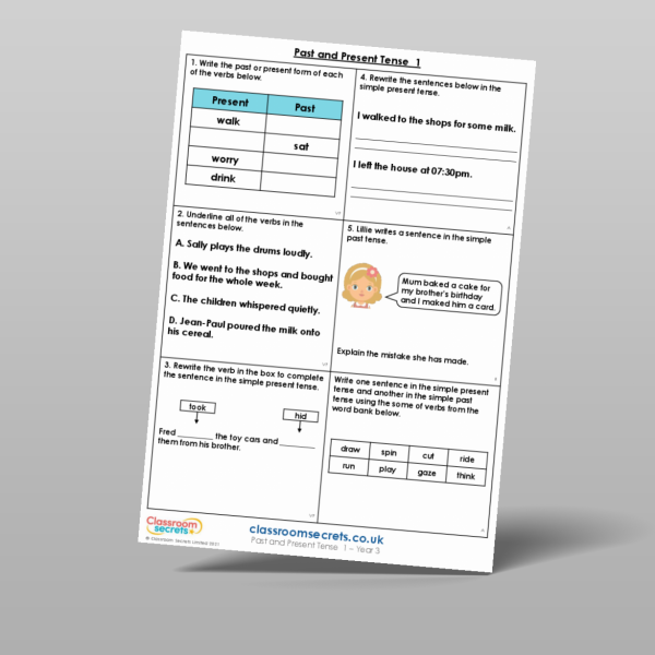 Classroom Secrets | Collection Page Year 3 Past and Present Tense 1