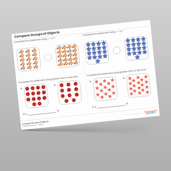 Classroom Secrets | Collection Page Year 1 Compare Groups of Objects