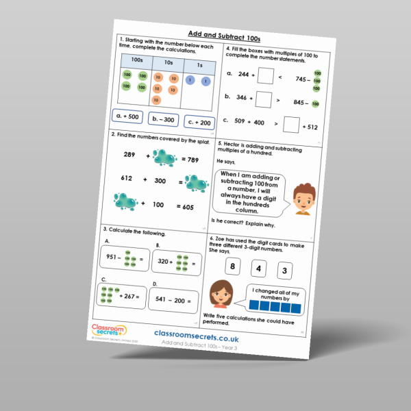 Classroom Secrets | Collection Page Year 3 Add and Subtract 100s