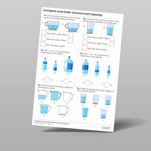 Classroom Secrets | Collection Page Year 2 Compare and Order Volume and ...