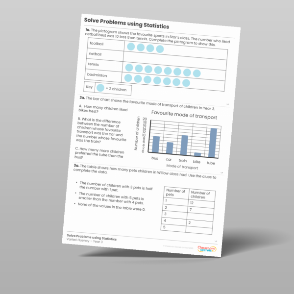 Classroom Secrets | Collection Page Year 3 Solve Problems using Statistics
