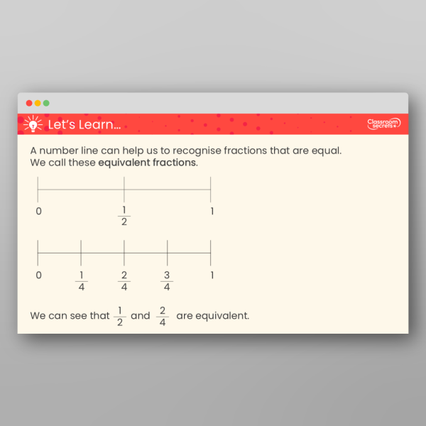 Classroom Secrets | Collection Page Year 3 Equivalent Fractions On a ...