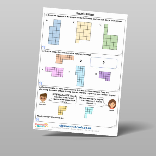 Year 4 Count Squares Homework Resource | Classroom Secrets