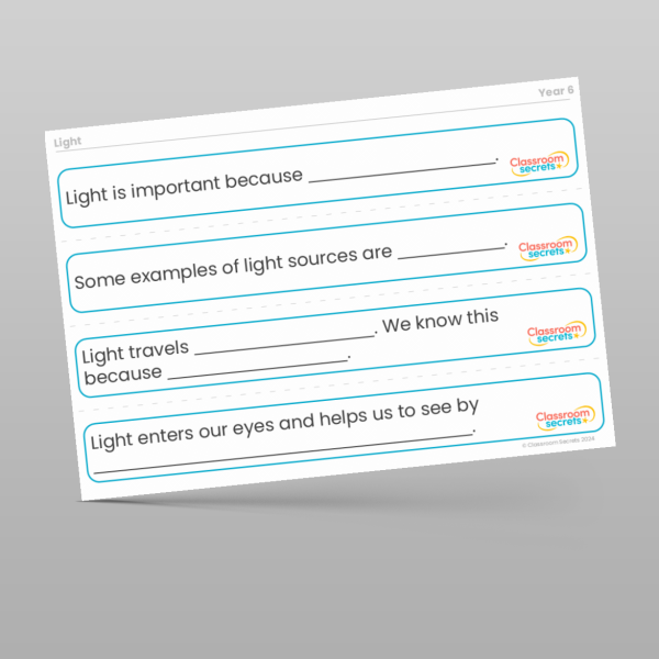 Year 6 Light Stem Sentences Resource | Classroom Secrets