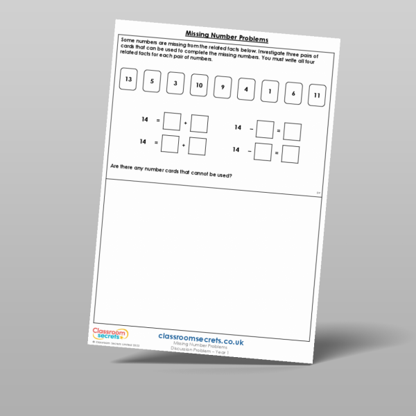 Year 1 Missing Number Problems Discussion Problem Resource | Classroom ...