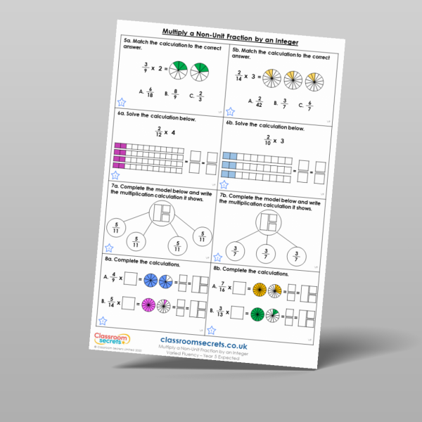 Year 5 Multiply A Non Unit Fraction By An Integer Varied Fluency ...