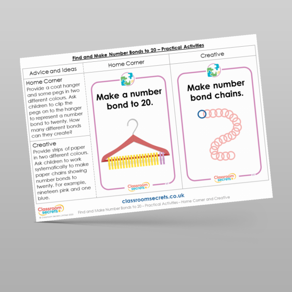 Year 1 Find And Make Number Bonds To 20 Practical Activities Resource ...