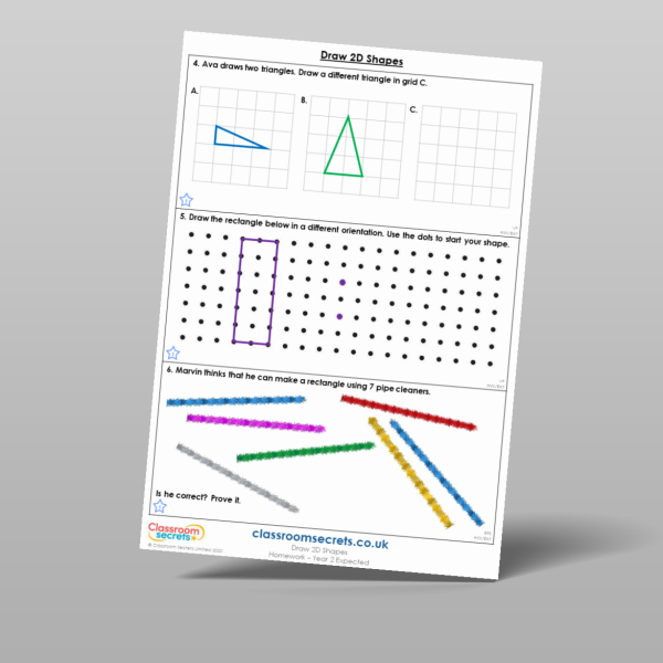 Year 2 Draw 2d Shapes Homework Resource | Classroom Secrets