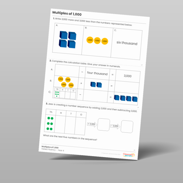Year 4 Multiples Of 1 000 Varied Fluency 2 Resource | Classroom Secrets