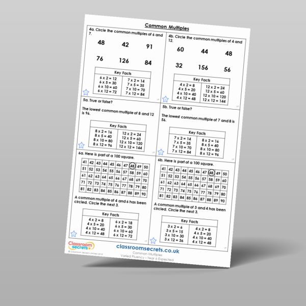 Year 6 Common Multiples Varied Fluency Resource | Classroom Secrets