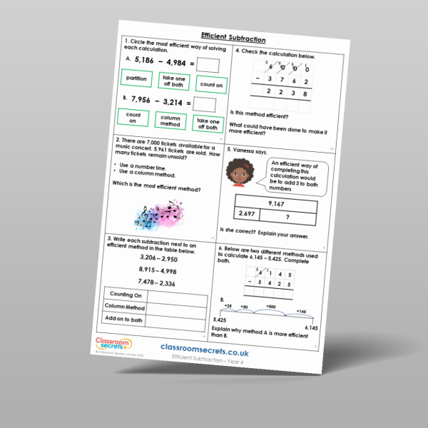 Year 4 Efficient Subtraction Mixed Activity Resource | Classroom Secrets