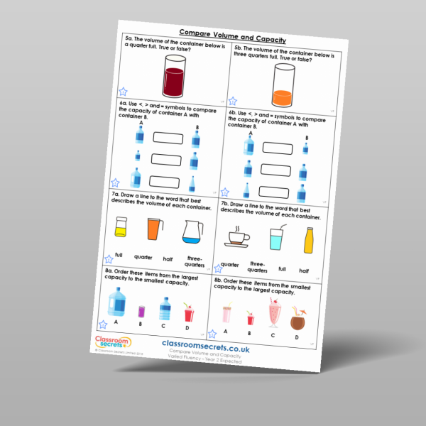 Year 2 Compare Volume And Capacity Varied Fluency Resource | Classroom ...