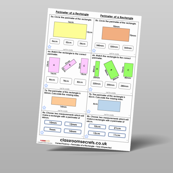 Year 4 Perimeter Of A Rectangle Varied Fluency Resource | Classroom Secrets