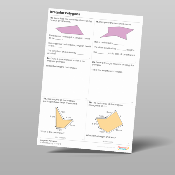 Year 5 Irregular Polygons Varied Fluency Resource | Classroom Secrets