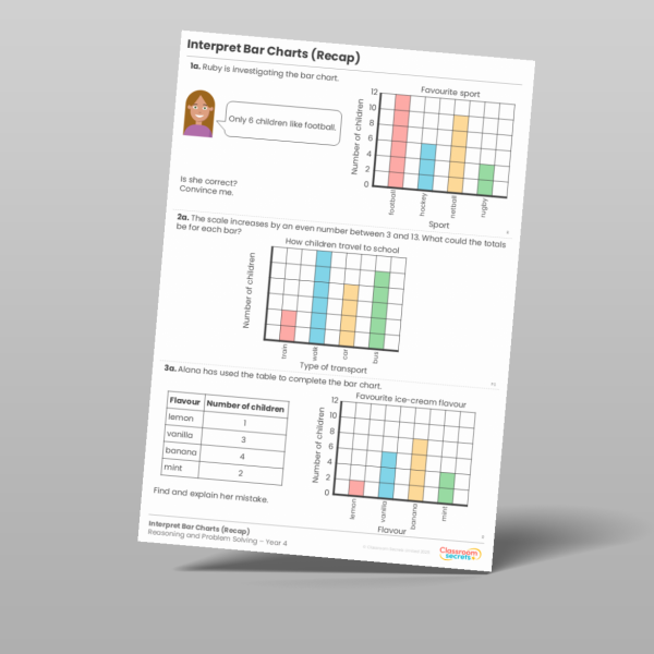 Year 4 Interpret Bar Charts Recap Reasoning And Problem Solving ...