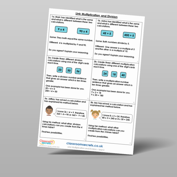 Year 3 Link Multiplication And Division Reasoning And Problem Solving Resource | Classroom Secrets