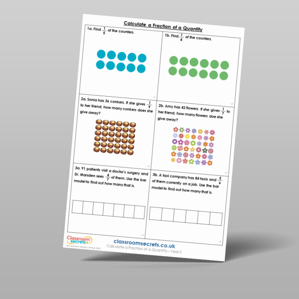 Year 5 Calculate A Fraction Of A Quantity Varied Fluency Resource ...