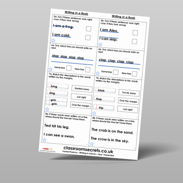 Year 1 Writing In A Book Varied Fluency Resource | Classroom Secrets