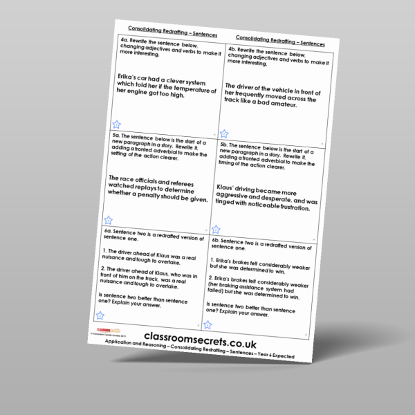 Year 6 Consolidating Redrafting Sentences Application And Reasoning ...