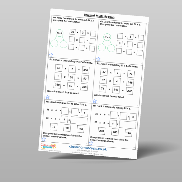 Year 4 Efficient Multiplication Varied Fluency Resource | Classroom Secrets