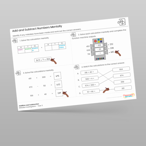 Year 3 Addition And Subtraction Mistake Investigators Resource ...