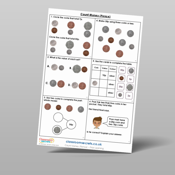 Year 2 Count Money Pence Prior Learning Resource | Classroom Secrets
