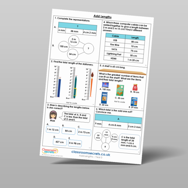 Year 3 Add Lengths Mixed Activity Resource | Classroom Secrets