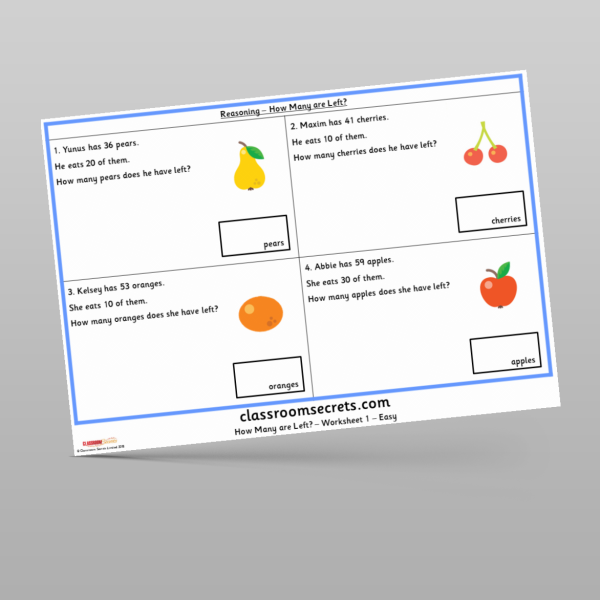 KS1 How Many Are Left Reasoning Test Practice Resource | Classroom Secrets