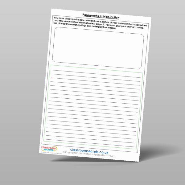 Year 6 Paragraphs In Non Fiction Application Resource | Classroom Secrets