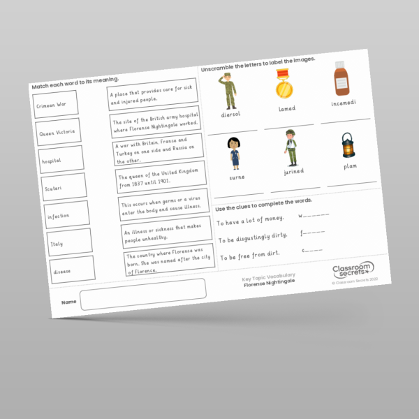 KS1 Florence Nightingale Key Topic Vocabulary Resource | Classroom Secrets