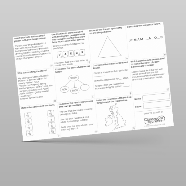 Year 5 Early Morning Work Summer Week 10 Resource | Classroom Secrets