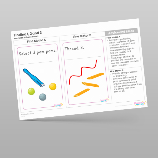 Eyfs Finding 1 2 And 3 Provision Enhancement Resource | Classroom Secrets