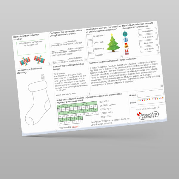Year 6 Early Morning Work Christmas Resource | Classroom Secrets