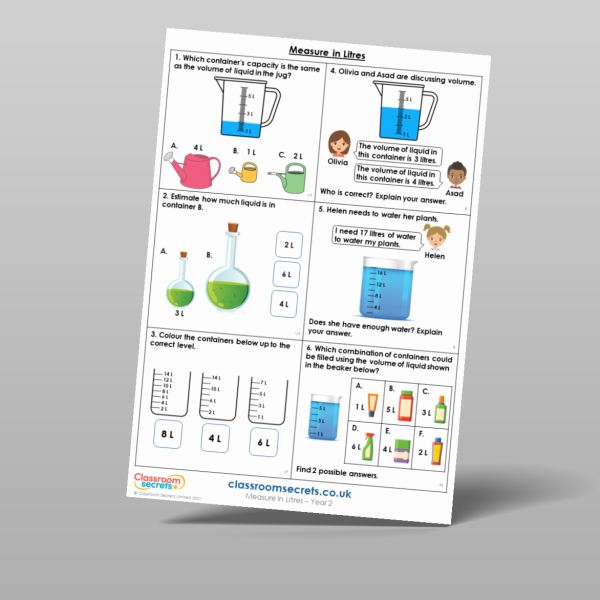 Year 2 Measure In Litres Mixed Activity Resource | Classroom Secrets