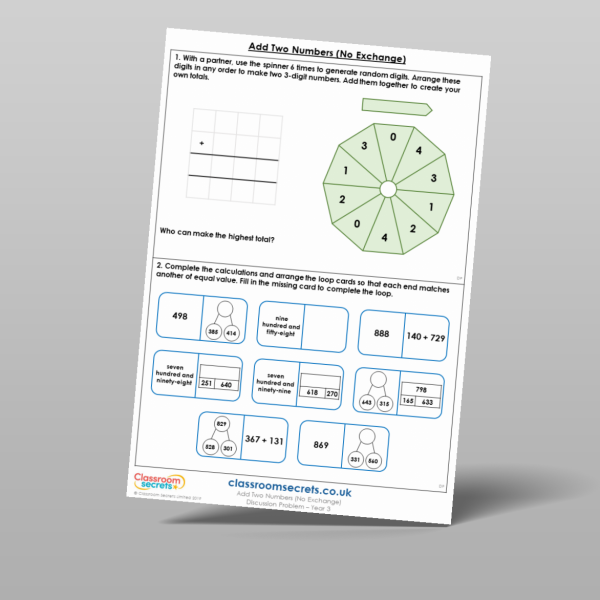 Year 3 Add Two Numbers No Exchange Discussion Problem Resource ...