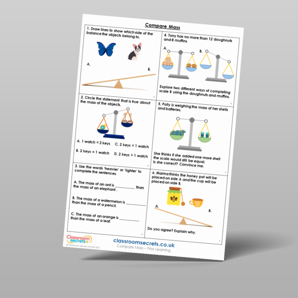 Year 3 Compare Mass Prior Learning Resource | Classroom Secrets