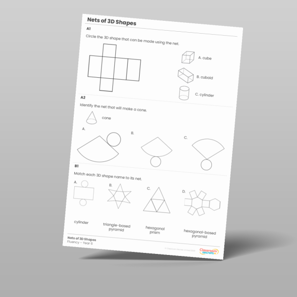 Year 6 Nets Of 3d Shapes Fluency Matrix Resource | Classroom Secrets