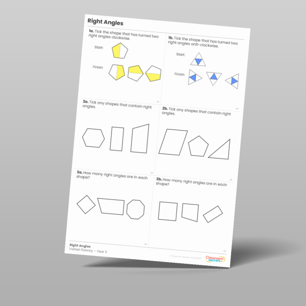 Year 3 Right Angles Varied Fluency 2 Resource | Classroom Secrets