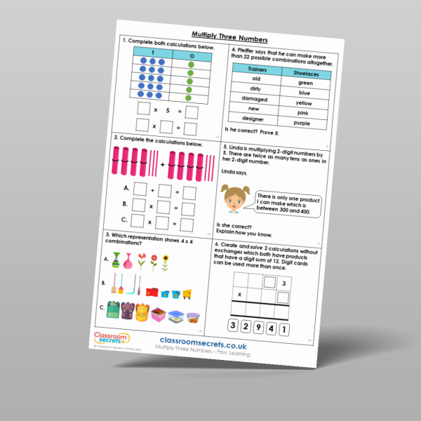 Year 4 Multiply Three Numbers Prior Learning Resource | Classroom Secrets
